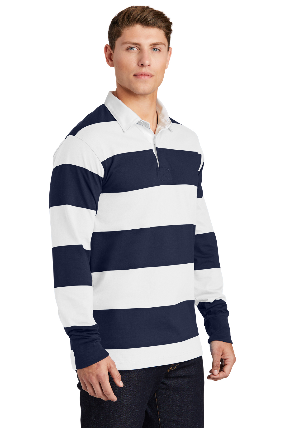 Sport-Tek ® Classic Long Sleeve Rugby Polo | Product | Sport-Tek